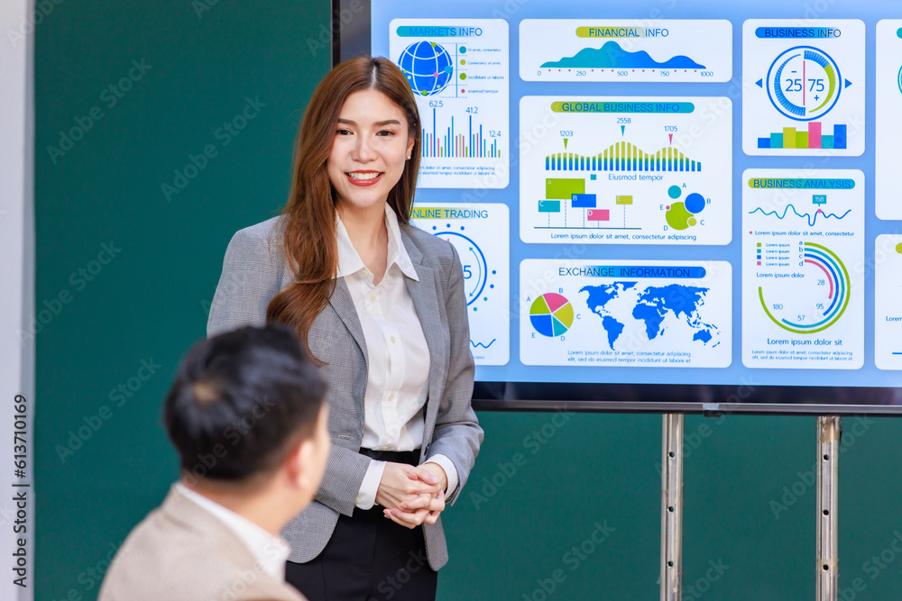 Millennial Asian professional successful female businesswoman lecturer ...