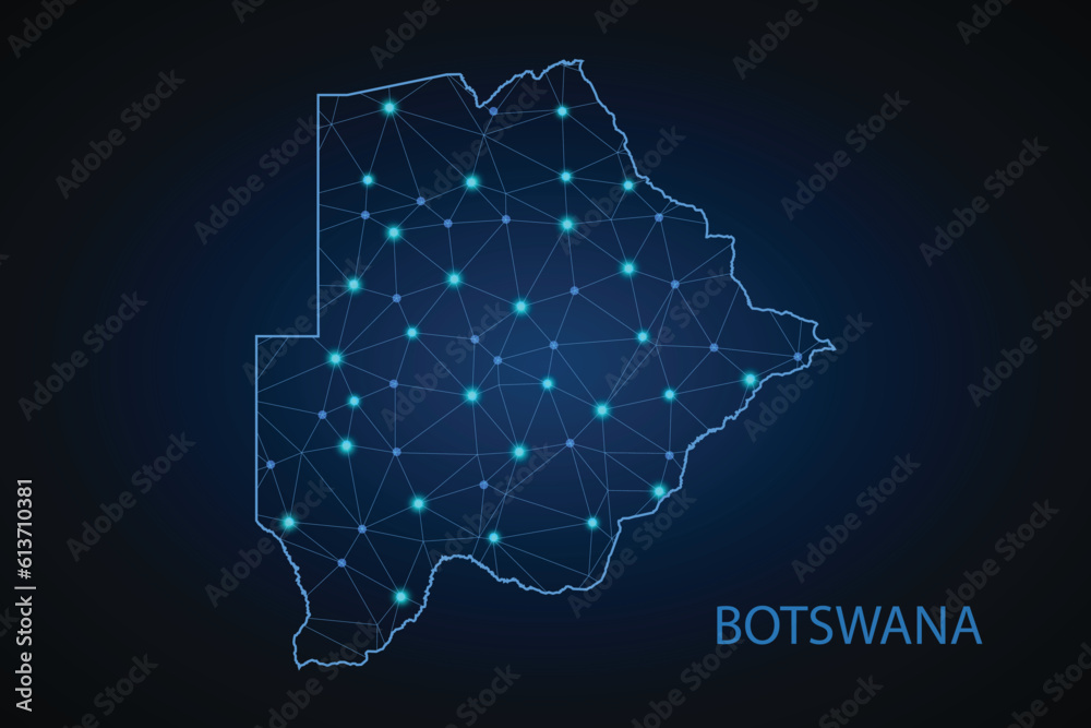Map of Botswana from Polygonal wire frame low poly mesh, contours ...