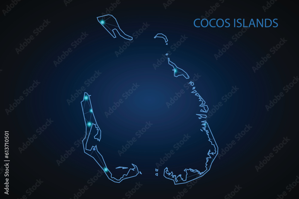 Map of Cocos Keeling Islands, High detailed blue vector map – Cocos ...