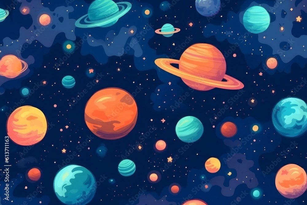 Cosmic cartoon allure: An enchanting space background filled with ...