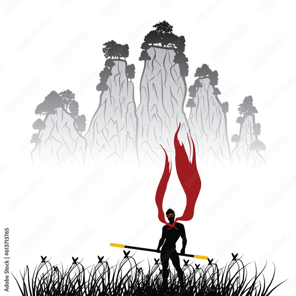 The artwork showcases the legendary Chinese character, Sun Wukong, also ...