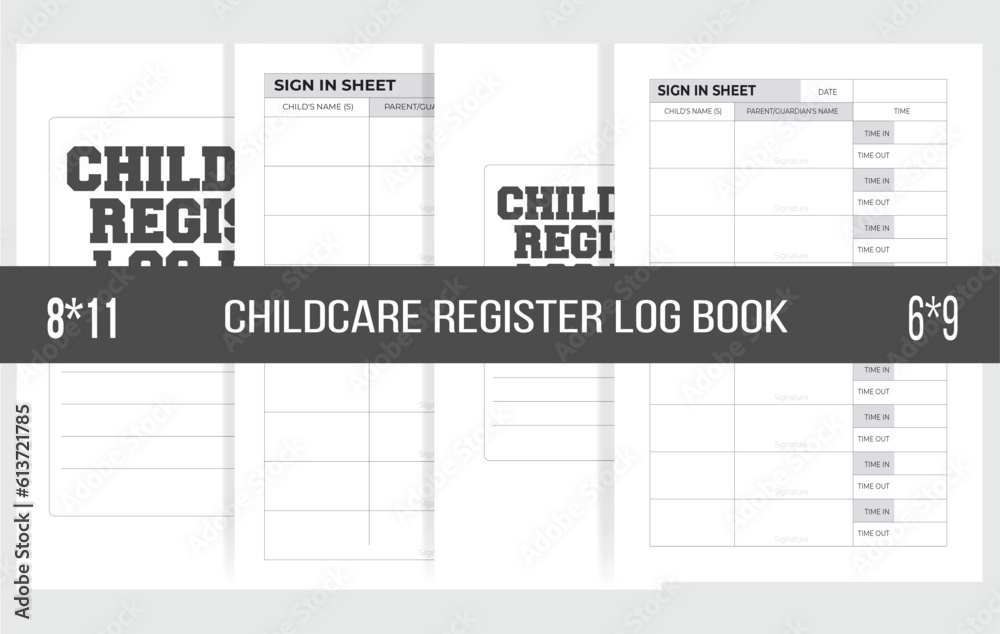 Childcare Register Log book Design Stock Vector | Adobe Stock