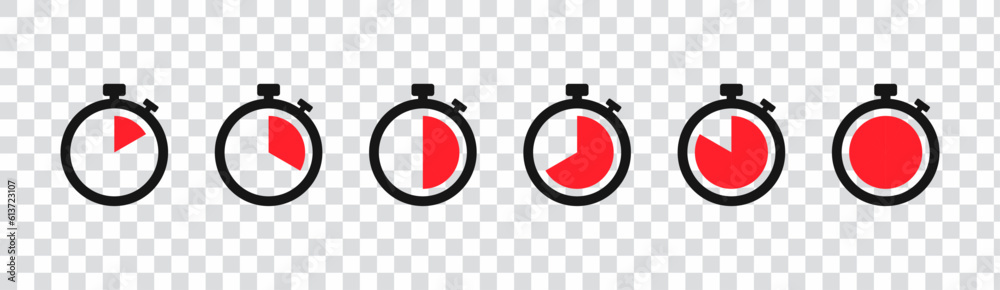 Set of timer. Stopwatch icons set. Countdown 10, 20, 30, 40, 50, 60 ...
