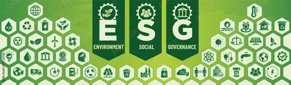 ESG Banner icons set. Environment, social, governance, sustain ...