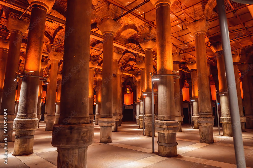 Beautiful cistern in Istanbul. Cistern - underground water reservoir ...
