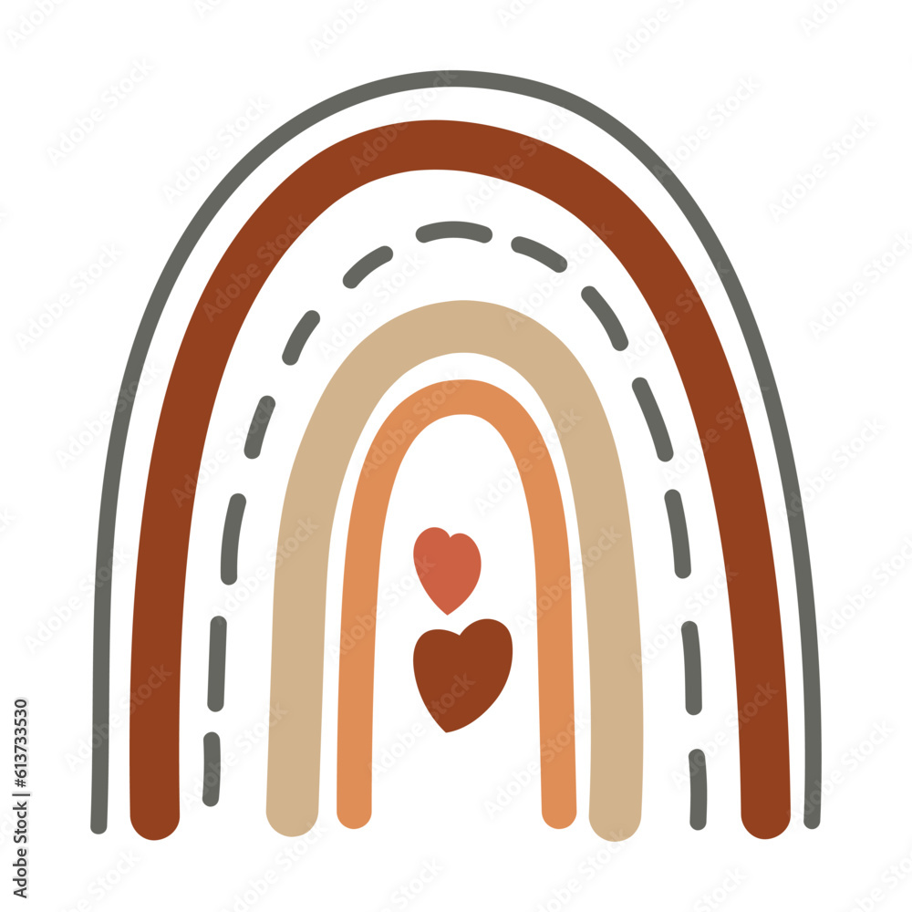 Cute boho rainbow illustration. hand drawn pastel rainbow baby greeting ...