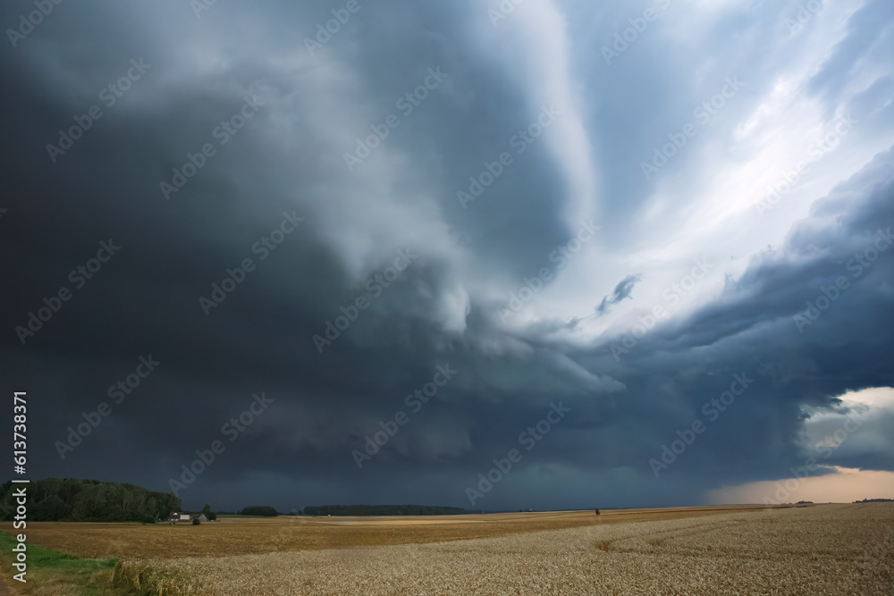 Angry supercell storm influenced byu Climate change. Dangerous storm ...
