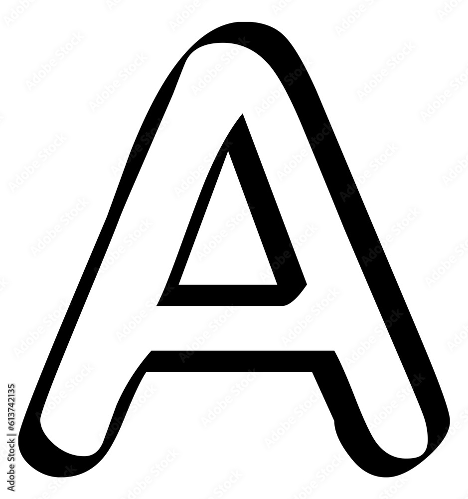 Modern uppercase letter A alphabet character isolated on transparent ...