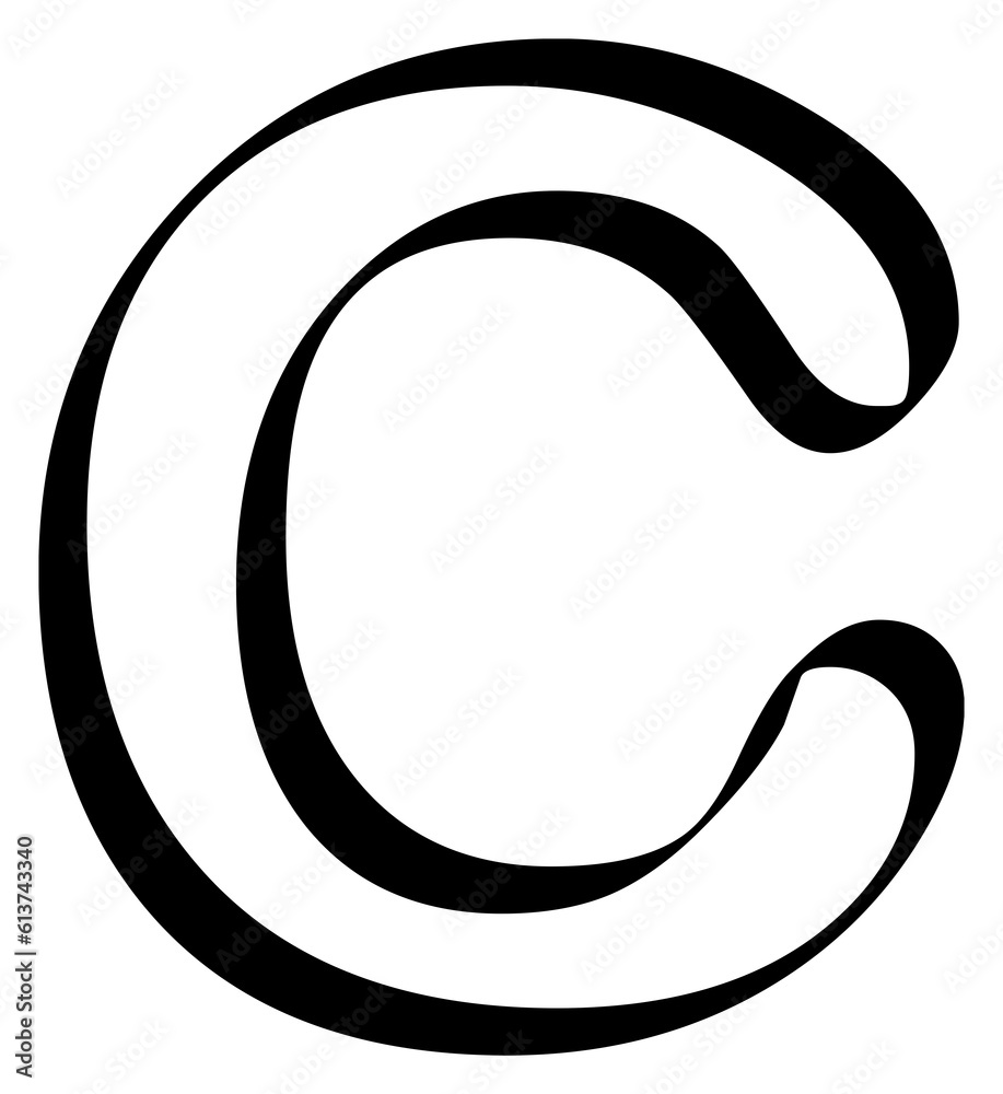 Modern uppercase letter C alphabet character isolated on transparent ...