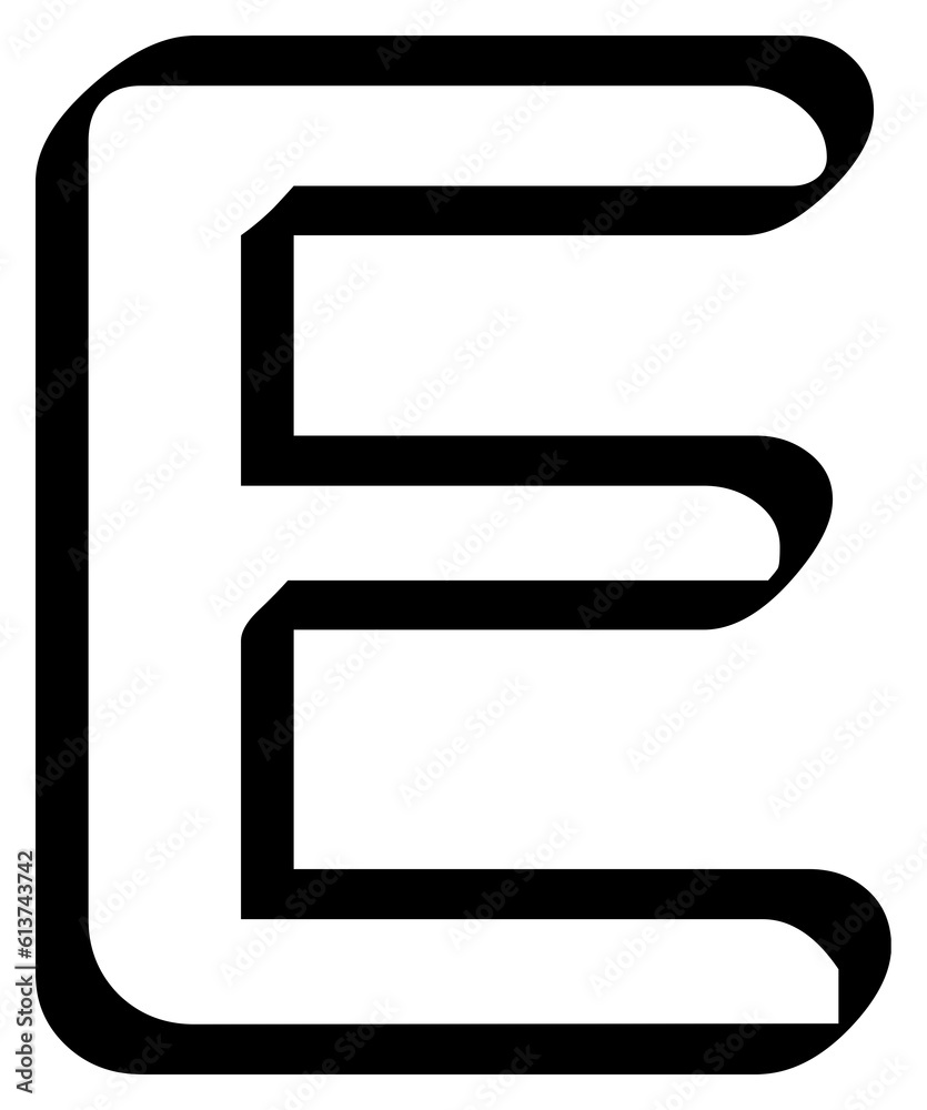 Modern uppercase letter E alphabet character isolated on transparent ...