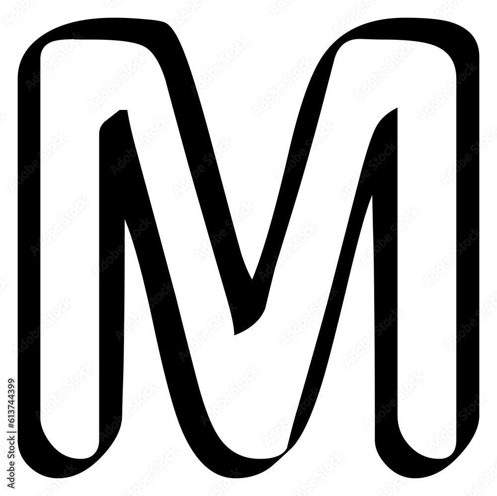 Modern uppercase letter M alphabet character isolated on transparent ...