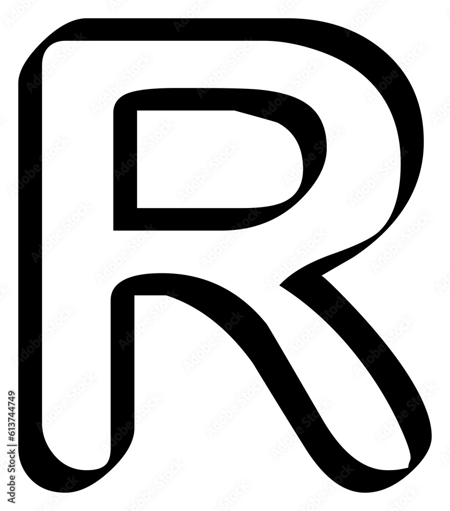 Modern uppercase letter R alphabet character isolated on transparent ...