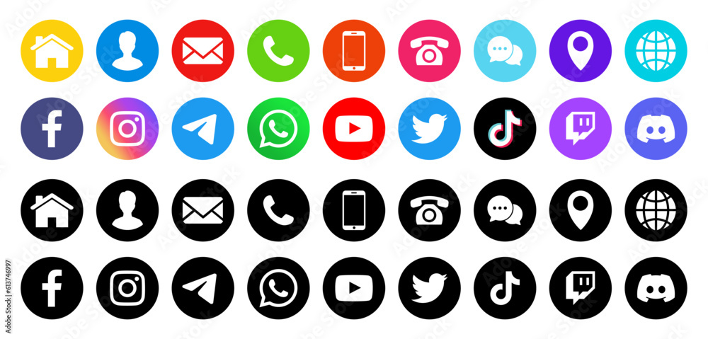 Connect Icons.Contact us icon set.Contact and Communication Icons.Set ...