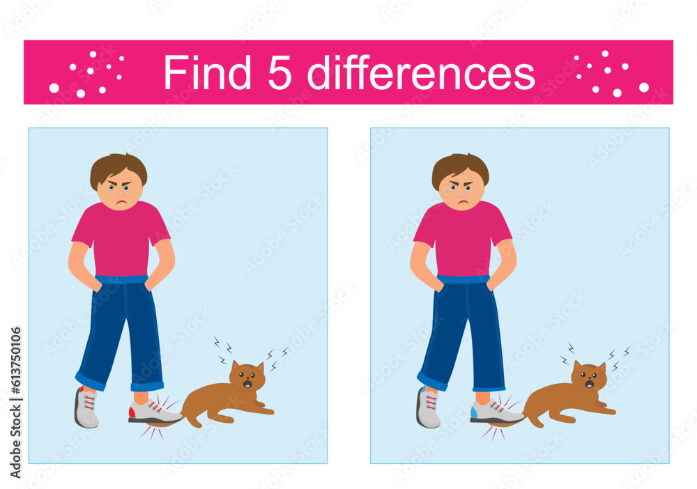 Find 5 differences. Logic puzzle game for kids. Preschool worksheet activity. vector de Stock ...