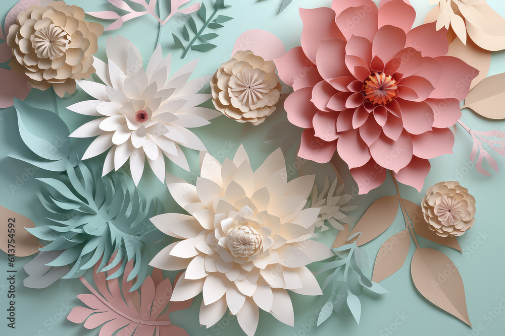 Above Creative wallpaper origami flowers from paper. Origami paperwork ...