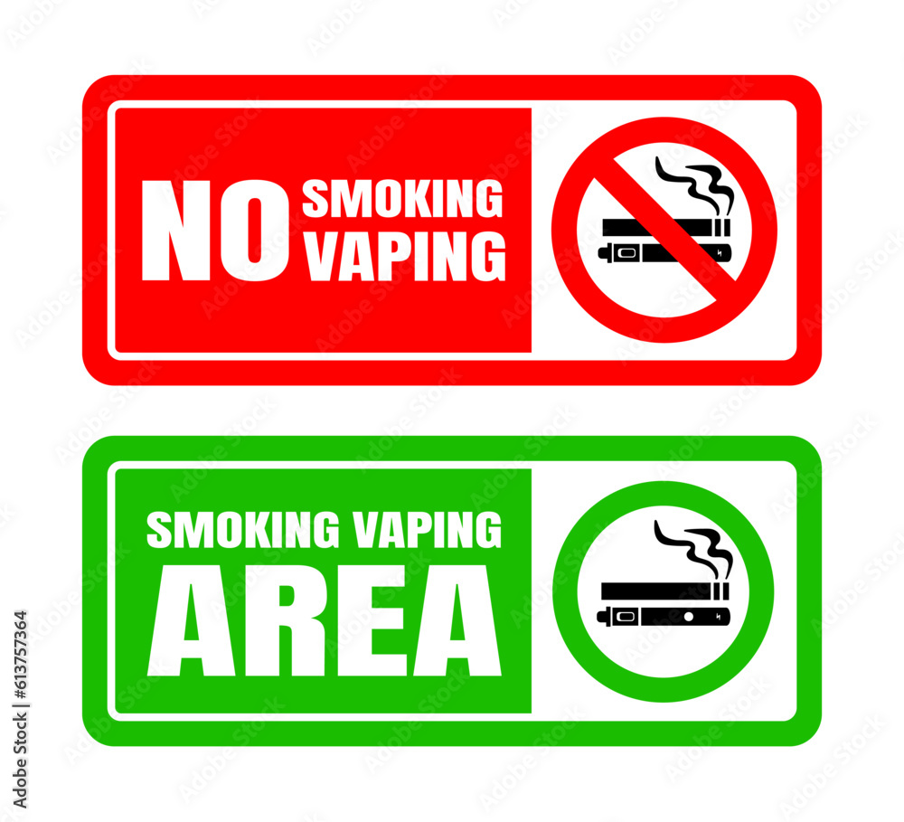 No smoking no vaping and smoking area sign set. Forbidden sign icon isolated on white background ...