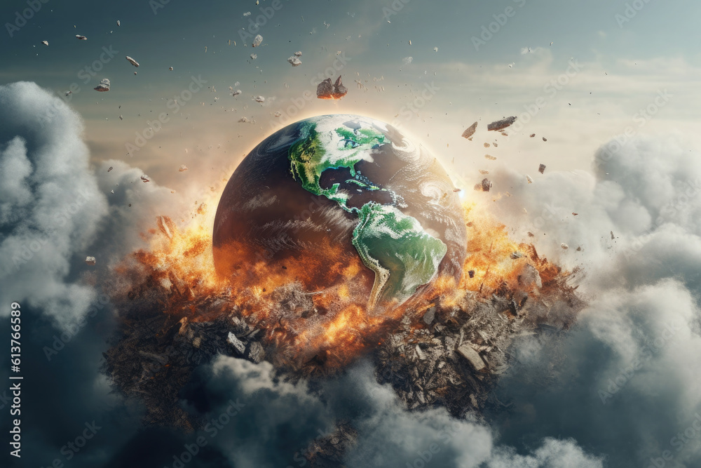 Explosion. Planet Earth is in Danger. Global warming. Apocalypse ...