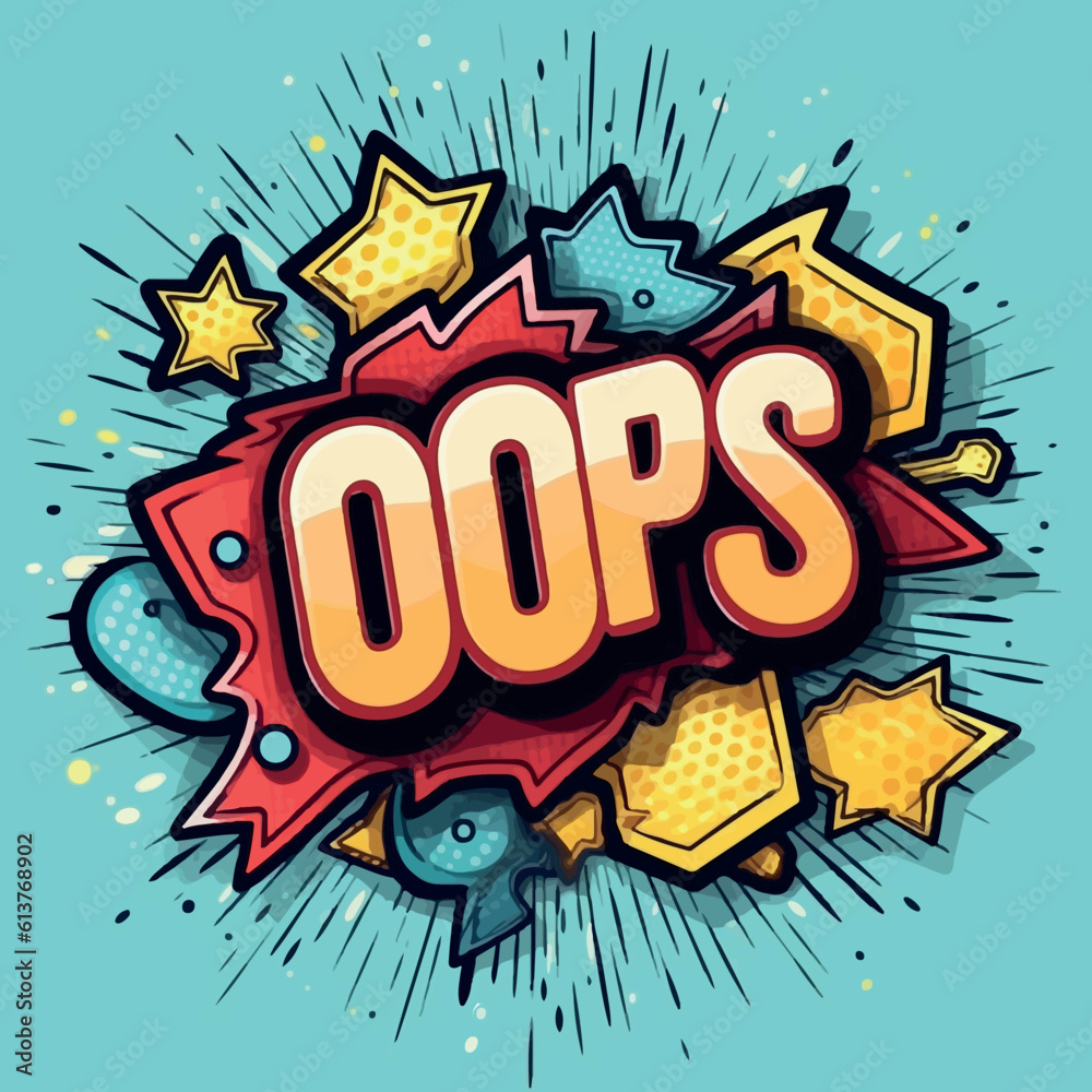 Cloud With Oops Pop Art Message. Vector illustration Stock Vector ...