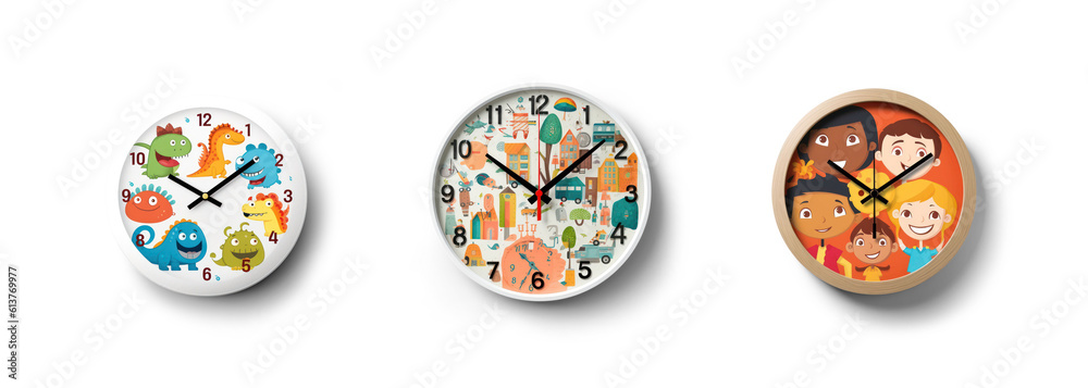 collection Set of retro vintage and modern stylish bedside alarm clocks ...