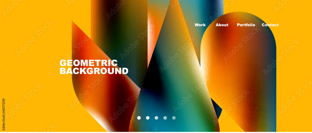 Glassmorphism landing page background template. Colorful glass shapes ...