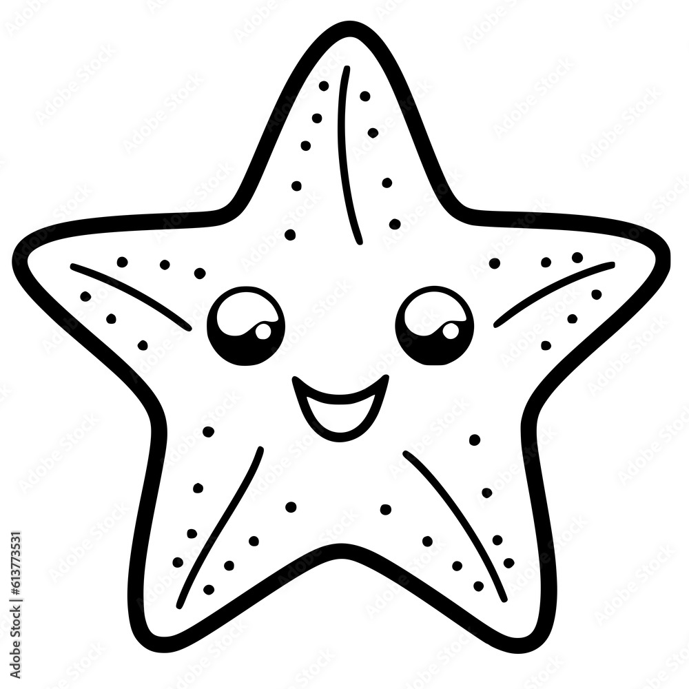 Starfish outline, Vector starfish illustration, Outline drawing of ...