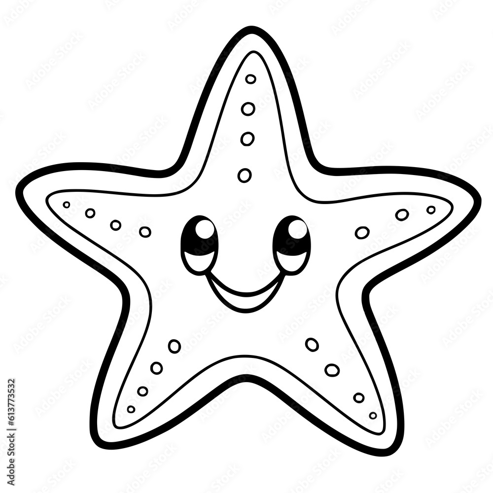 Starfish outline, Vector starfish illustration, Outline drawing of ...