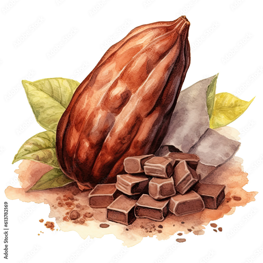 Watercolor Cocoa Chocolate Clipart Illustration Stock Photo | Adobe Stock