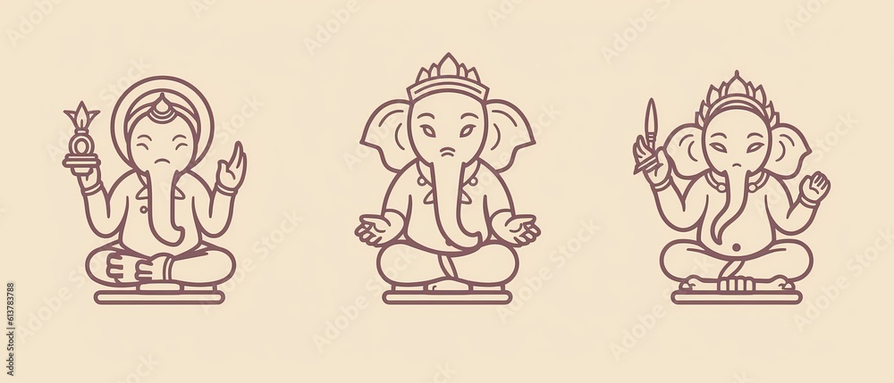 Illustration of Lord Ganpati Icons for Happy Ganesh Chaturthi. Ai ...