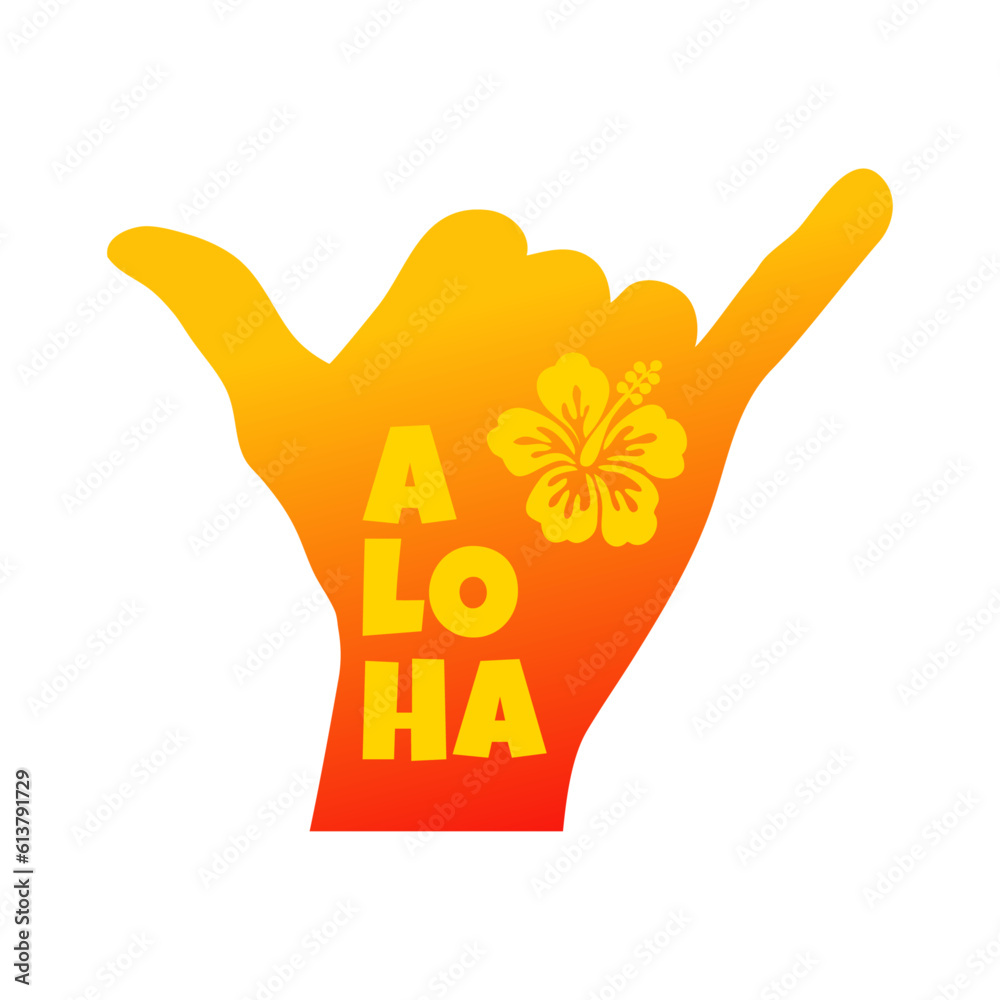 Vecteur Stock Logo vacaciones en Hawái. Palabra aloha con letras estilo ...