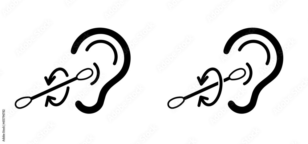 Cartoon Removing earwax, cleaning. Cleaning the auditory canal with a ...