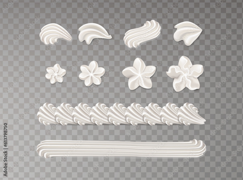 3d realistic vector icon set. Baker cream. Collection of whip cream ...