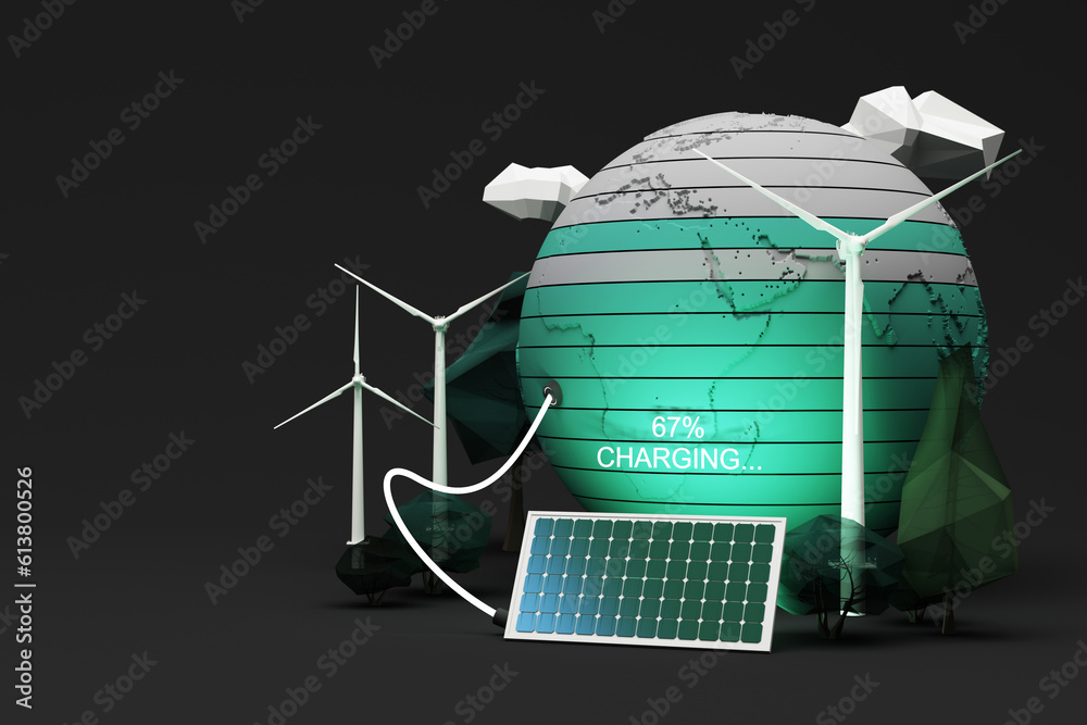 Green planet earth. Renewable energy and efficiency. Environmental ...