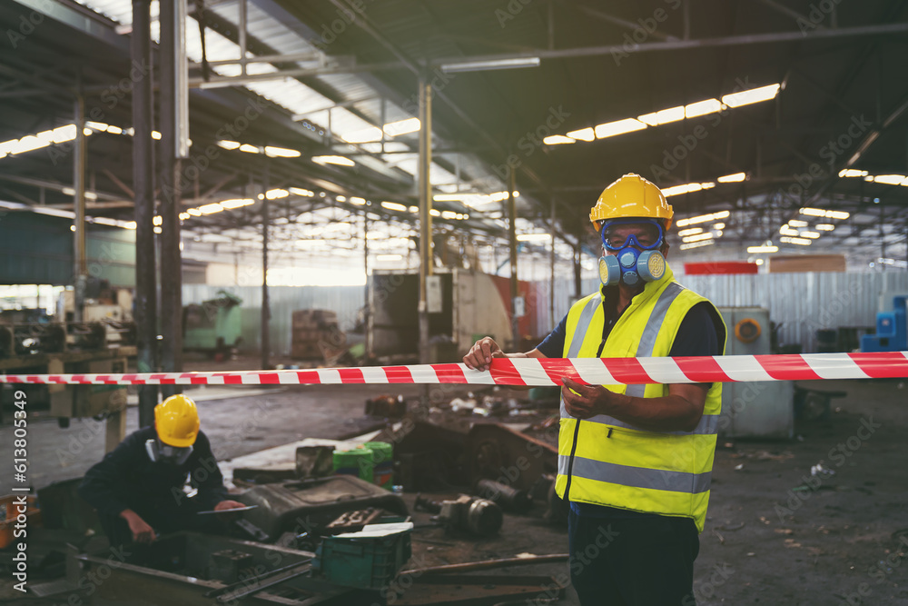 Chemical leak and safety first concept. Group of chemical specialist ...