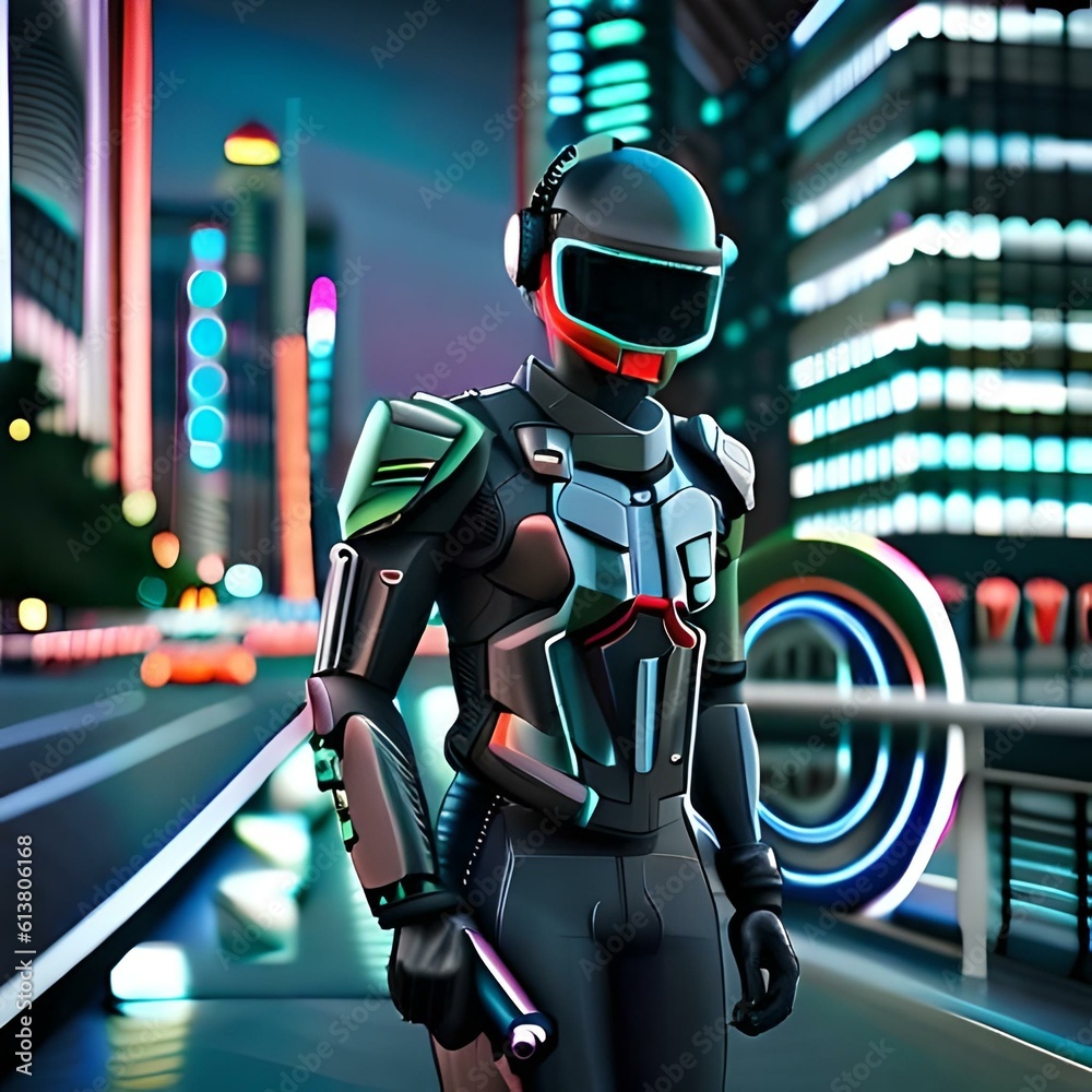 futuristic armored black robot cyborg cyber armor with futuristic ...