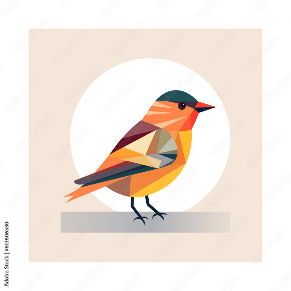 Vector low poly bird design isolated on pink background using vector ...