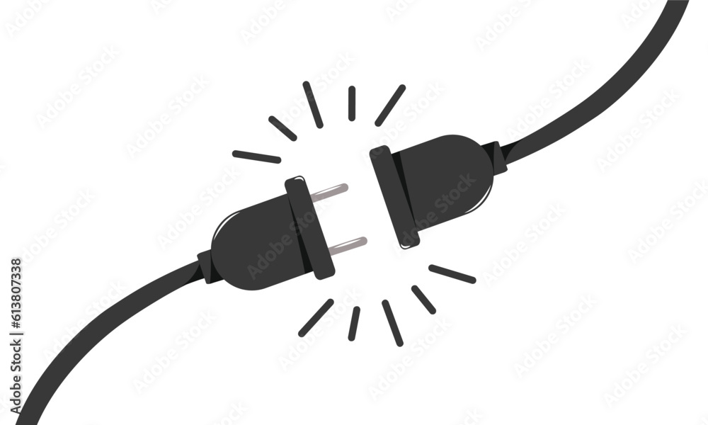 Electric Plug and Socket unplug outline design vector, electric plug ...