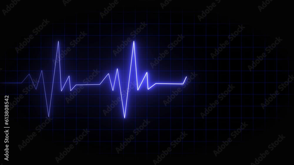 Heartbeat line with neon effect in a smooth loop. EKG heart rate ...