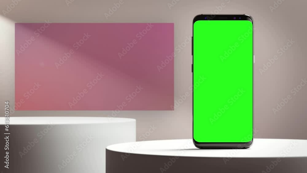 Smartphone blank green screen with background template design as ...