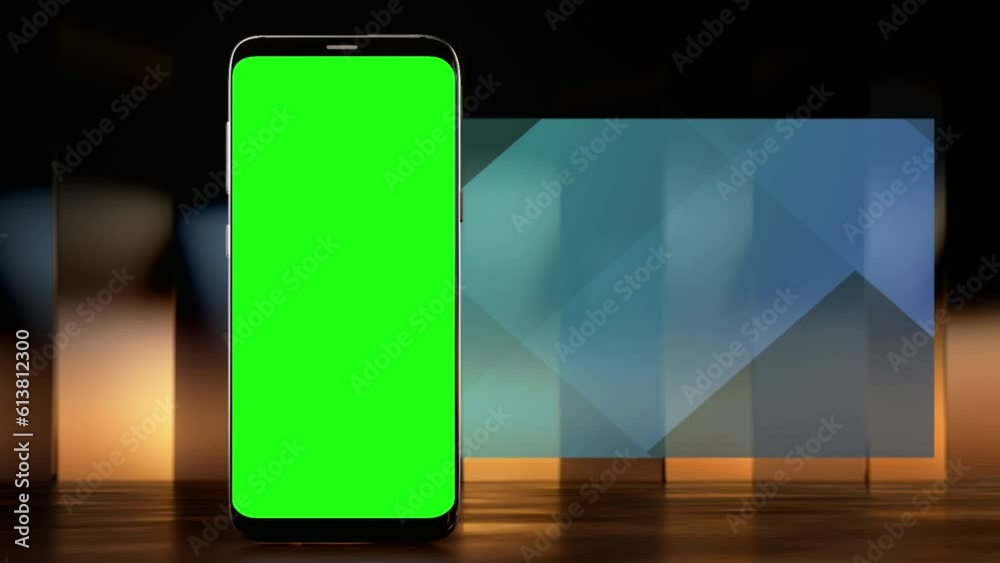 Smartphone blank green screen with background template design as ...