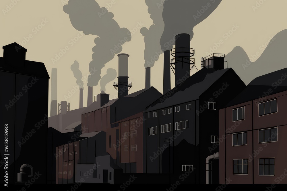fumes concept: A cartoon-style image depicts dark smoke rising from a ...