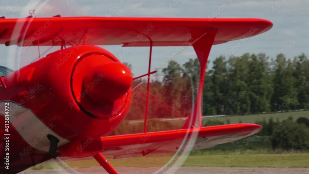 Private plane crash. A small plane during an aerobatic simulation ...