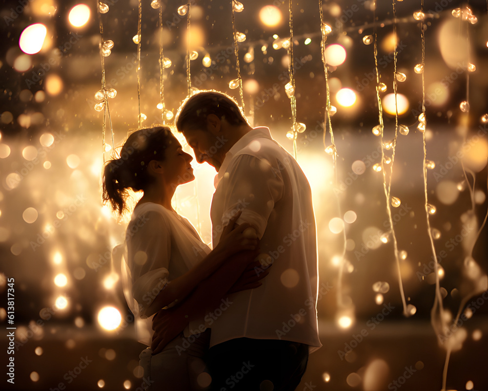 Couple dancing, bride and groom kissing, couple at night, people ...