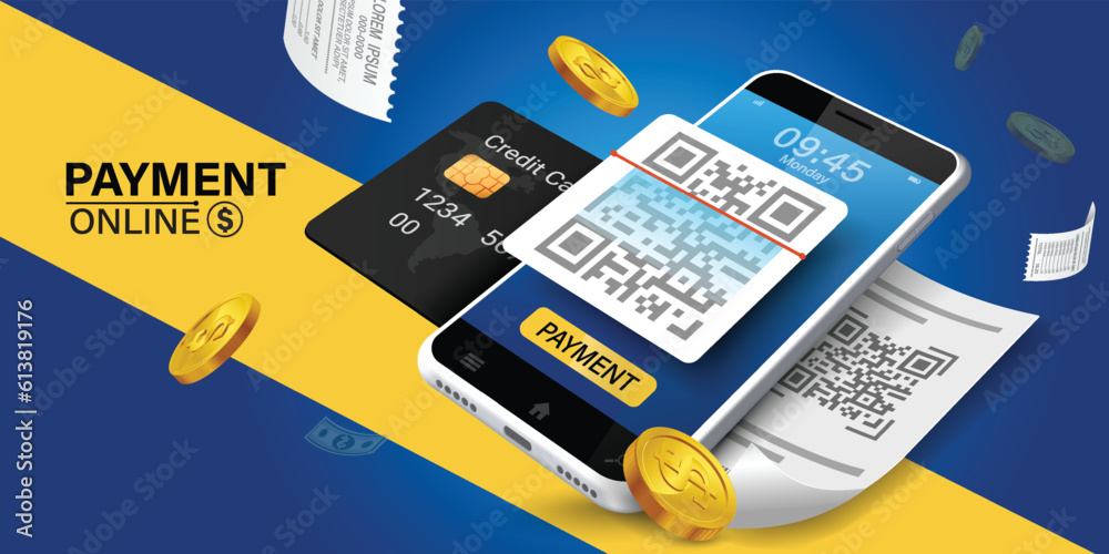 Scan Qr code and pay with mobile phone. Mobile scan QR code pay bill on ...
