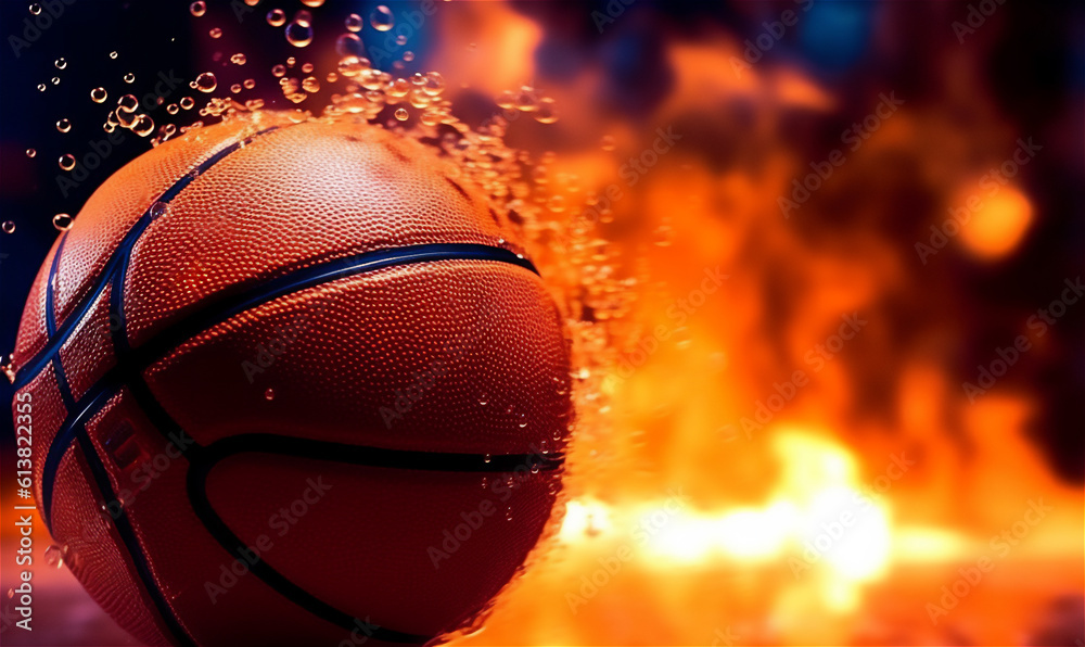 BasketBall ball on fire. Dynamic Sports .Ai generated Stock ...
