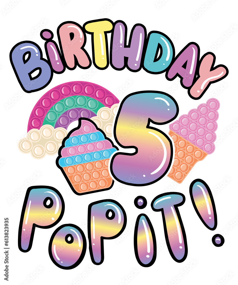 5th Pop It Birthday Five Pastel Themed Fidget Toy Stock Illustration ...
