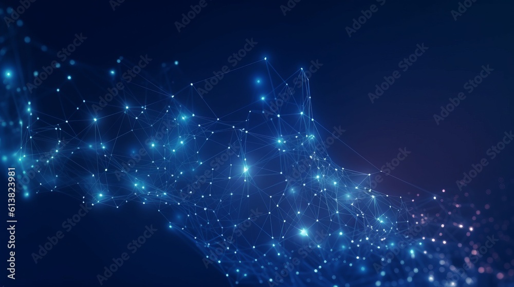 Abstract blue background. Network connection structure. Grid is made by ...