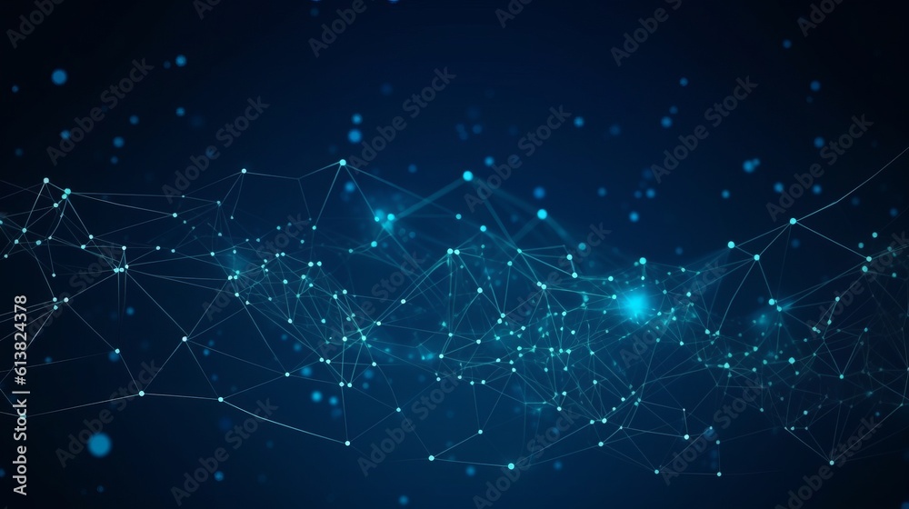 Abstract blue background. Network connection structure. Grid is made by ...