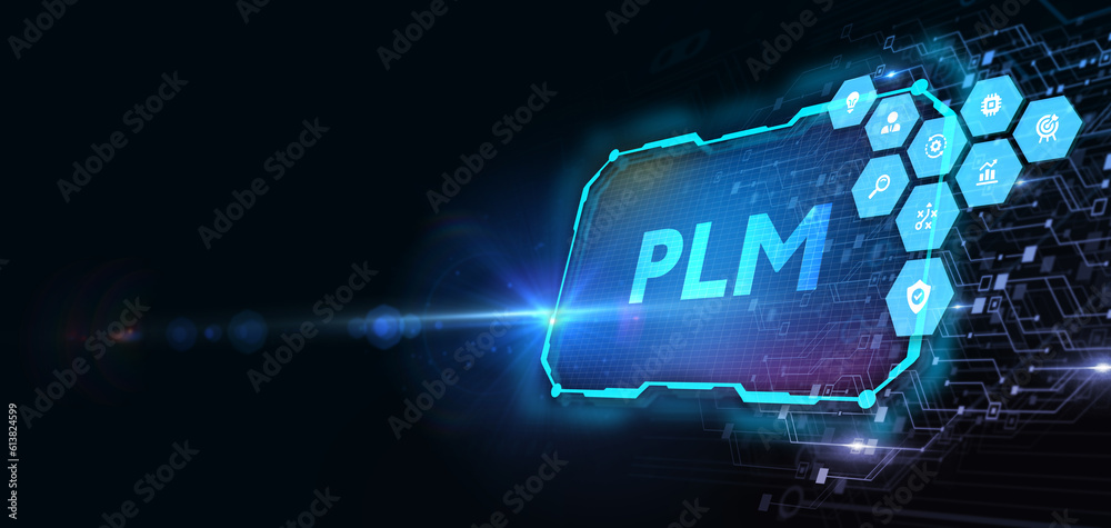 PLM Product lifecycle management system technology concept. Technology ...