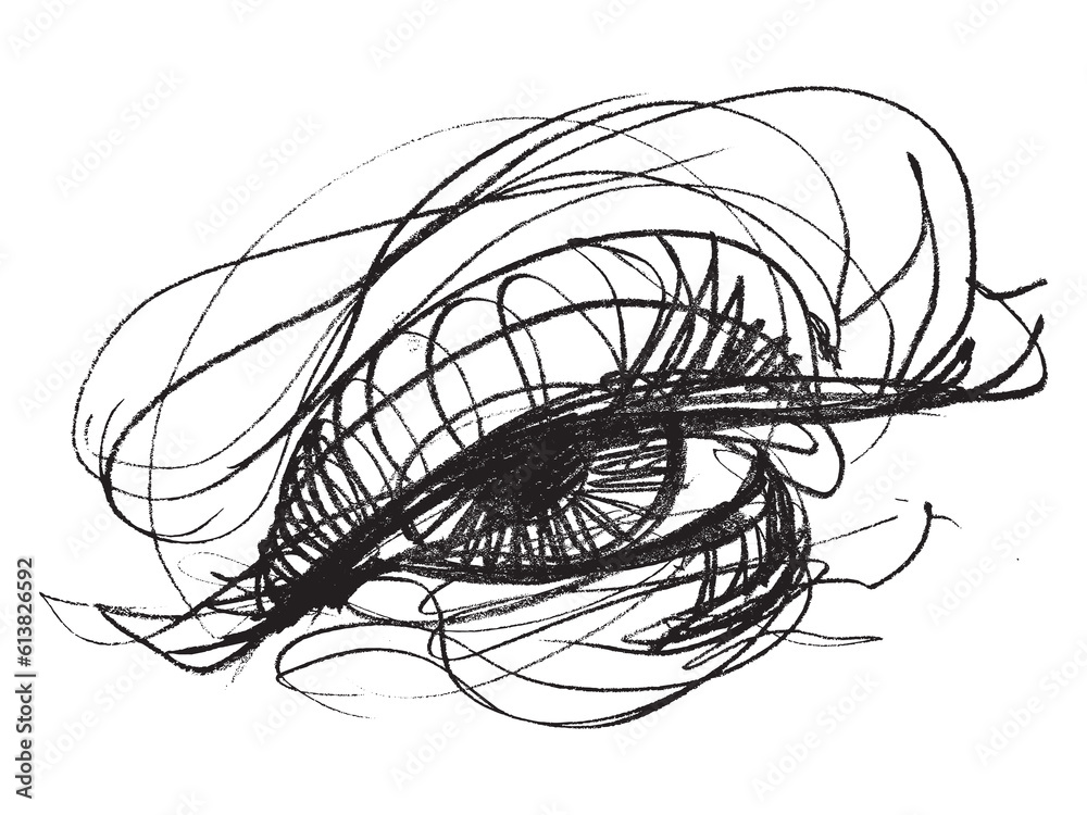 The human eye. Line drawing of the pupil. Sketch of a man's eye. part ...