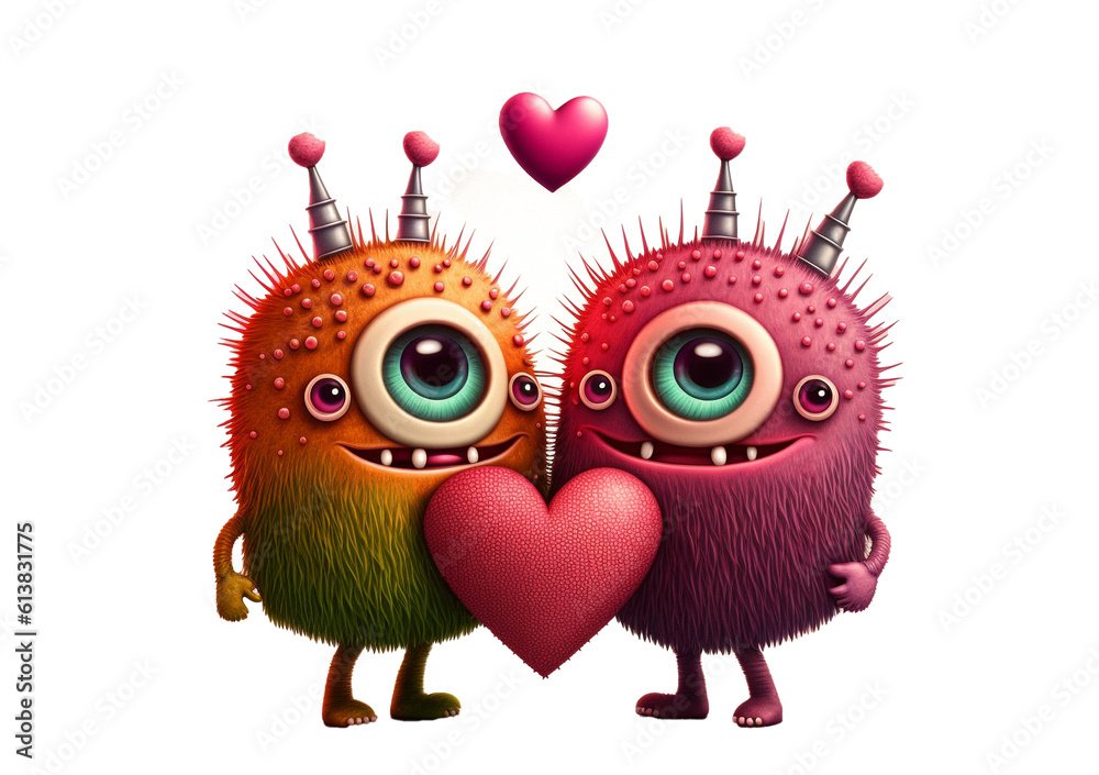 Monster Couple Valentine Clipart Created with Generative AI Tools Stock ...